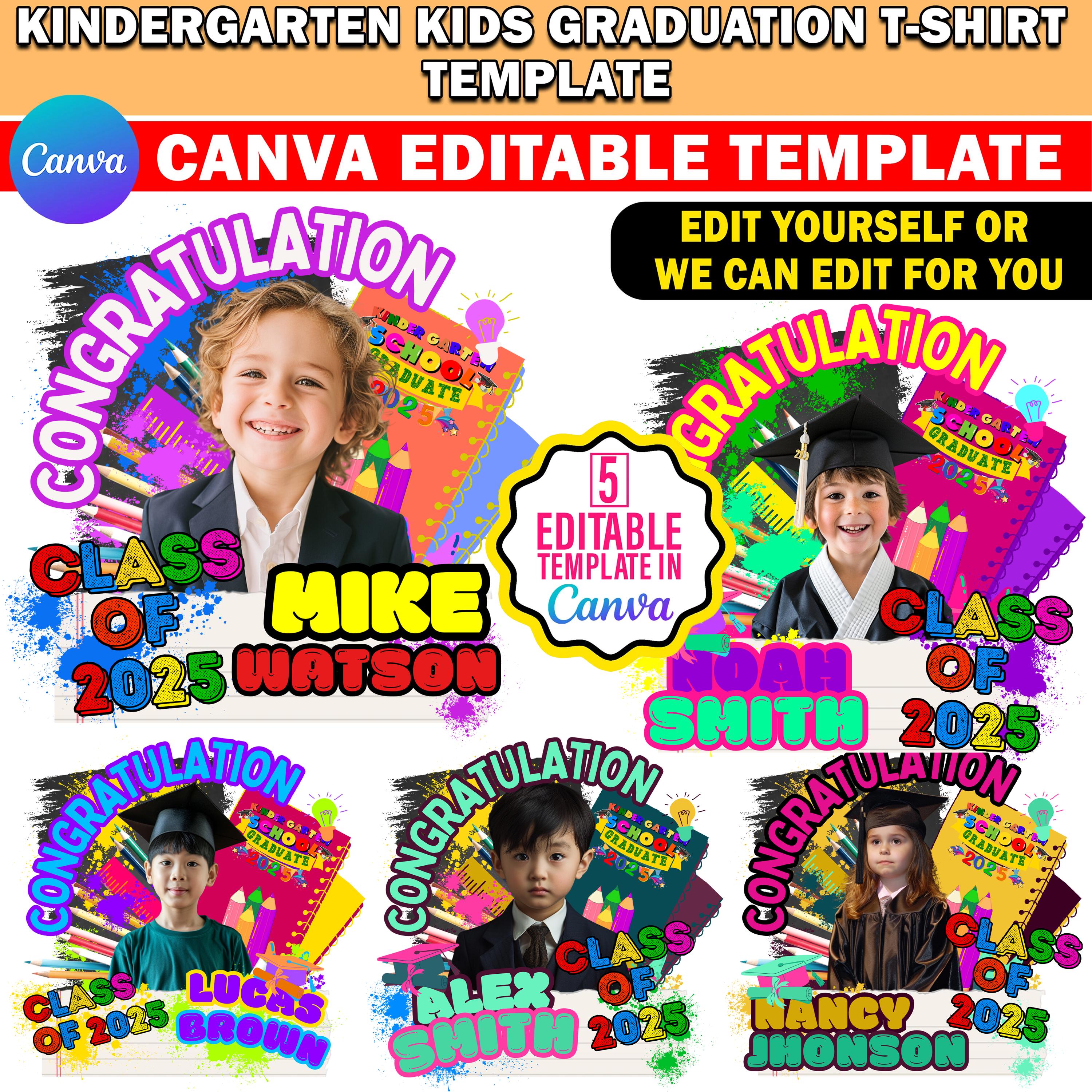 Kindergarten Graduation Template, Class of 2024, Grad Flyer, T-shirt ...