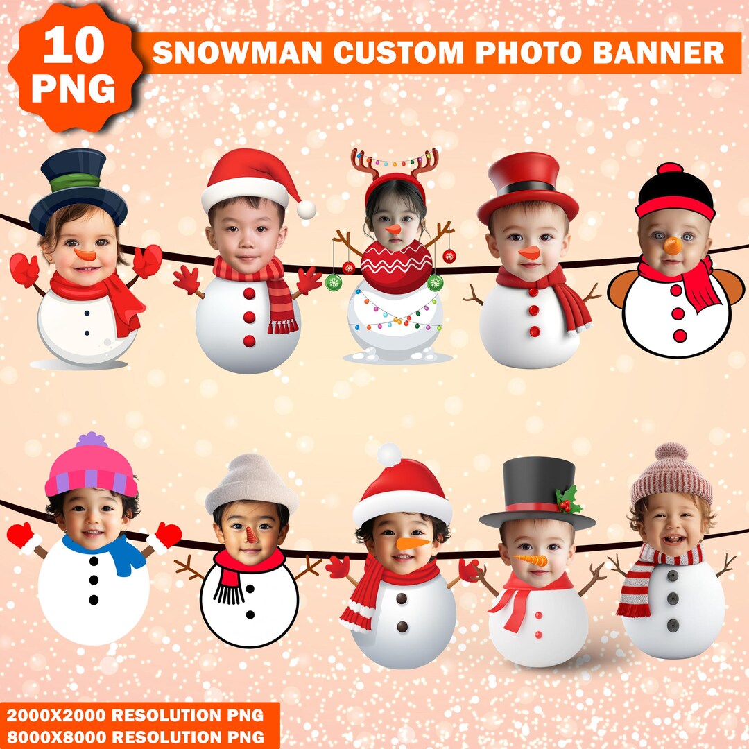 Add Your Own Snowman Custom Photo Face Banner, DIY Snowman Yourself ...