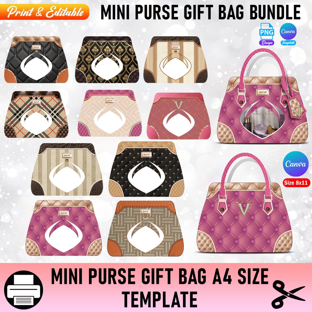 Purse Gift Bag Bundle, Designer Handbag Gift Box Templates, DIY Luxury ...