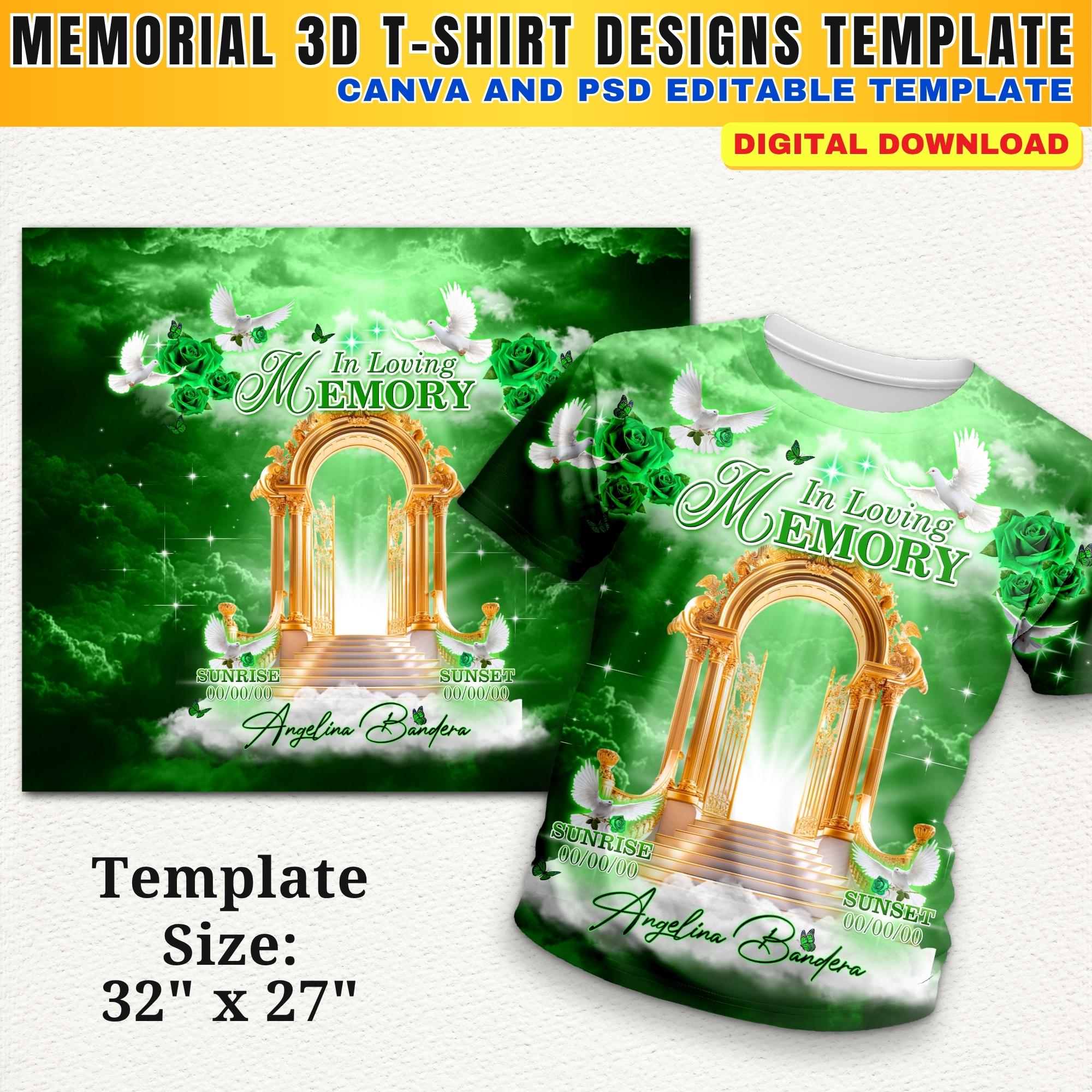 In Loving Memory 3D All Over T-shirt Design, Memorial Green T-shirt ...
