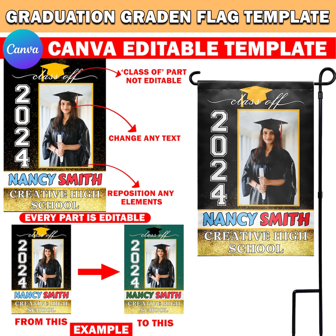 Graduation, Senior Garden Flag Template , 12x18 Graduation Flag ...