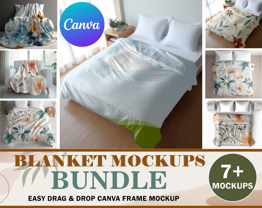 7 Canva Blankets Mockup Bundle | Minky Blanket Mockup| Sherpa Fleece ...
