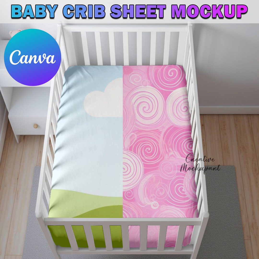 Canva Frame Baby Crib Sheet Mockup | Easy Drag & Drop Crib Sheet Canva ...