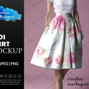 Midi Skirt Mockup | Change Background, Add Your Own Design via Photoshop Smart PSD Object ...