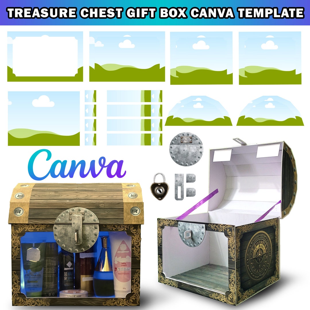 Treasure Chest Gift Box Canva Template, Foam Board Pirate Treasure ...