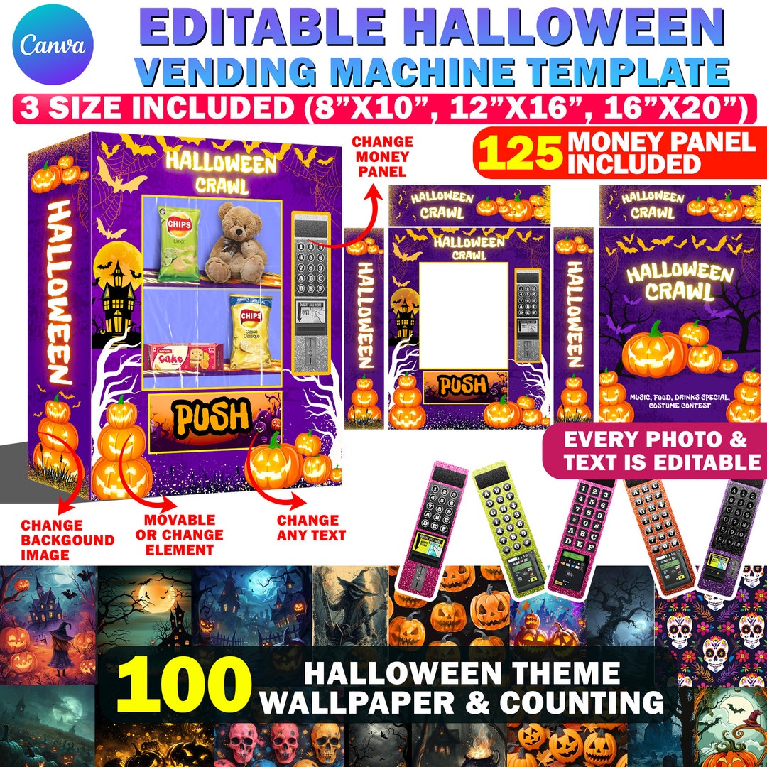 Canva Halloween Vending Machine Template, Editable 8X10, 12x16 & 16x20 ...
