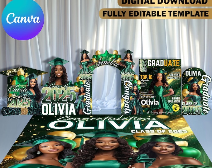 Custom Graduation Decor, Graduation Books Editable Canva, Graduate ...