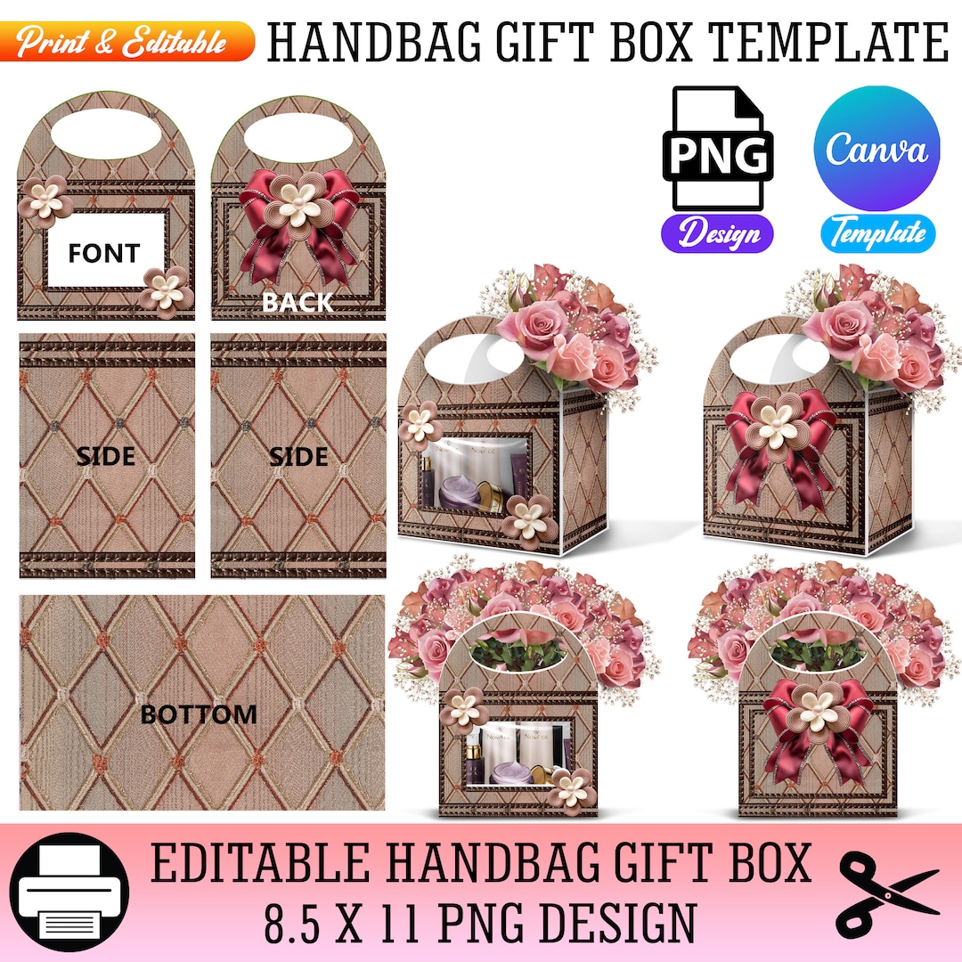 Designer Handbag Gift Box Template, Handbag Gift Box, Canva Luxury ...