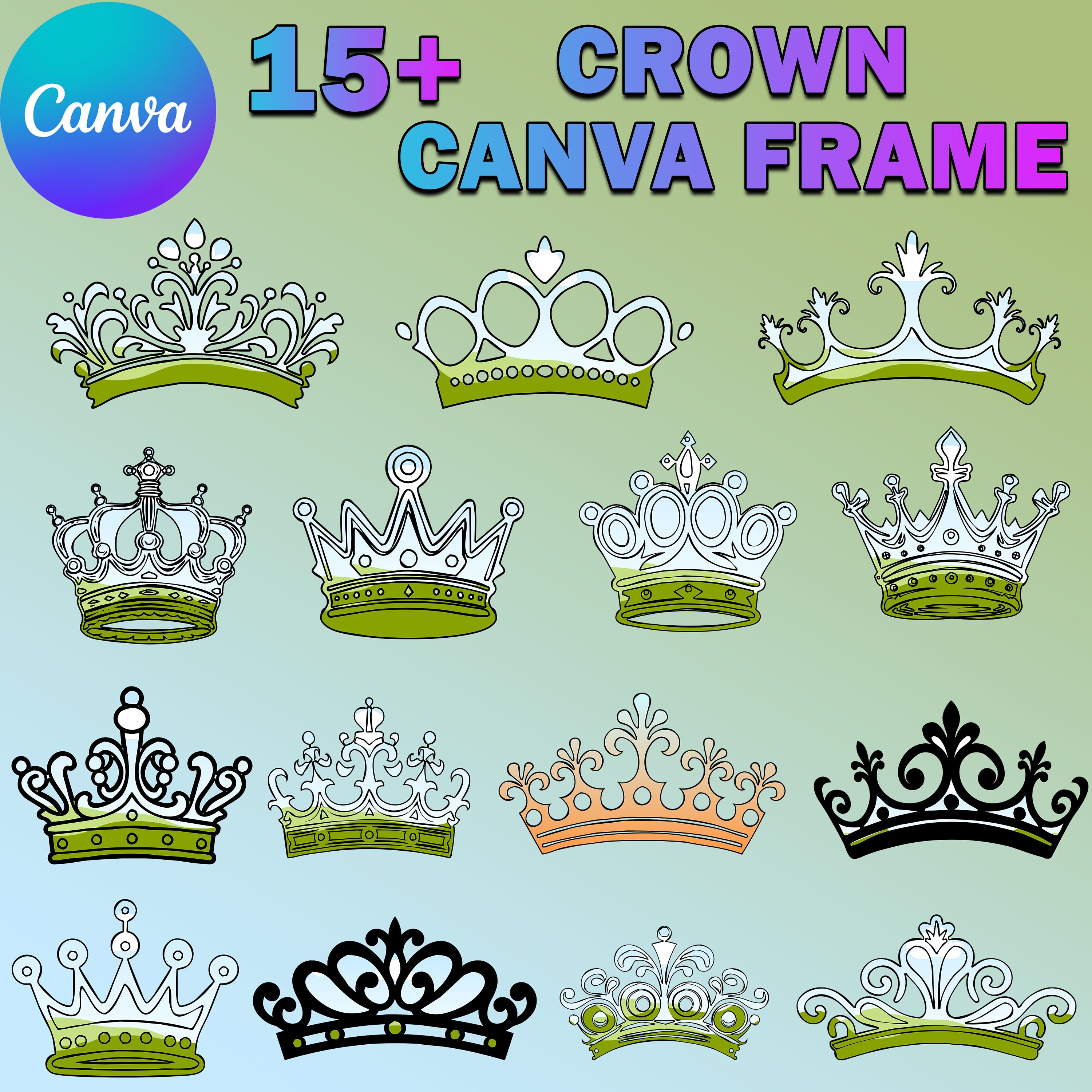 DYE Make Your Own Crown/tiara Design in Canva Bundle, Easy Drag & Drop ...