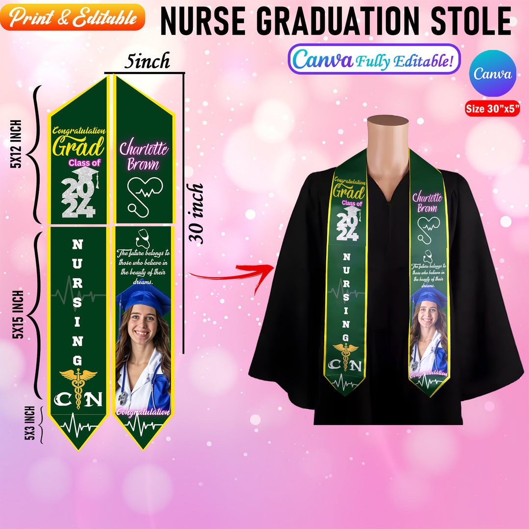 Nurse Graduation Stole for Nursing Class of 2024, Graduation Stole Sash ...