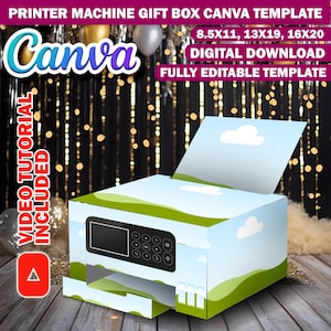 Printer Gift Box Canva Template, Foam Board Mother's Day Gift Box ...