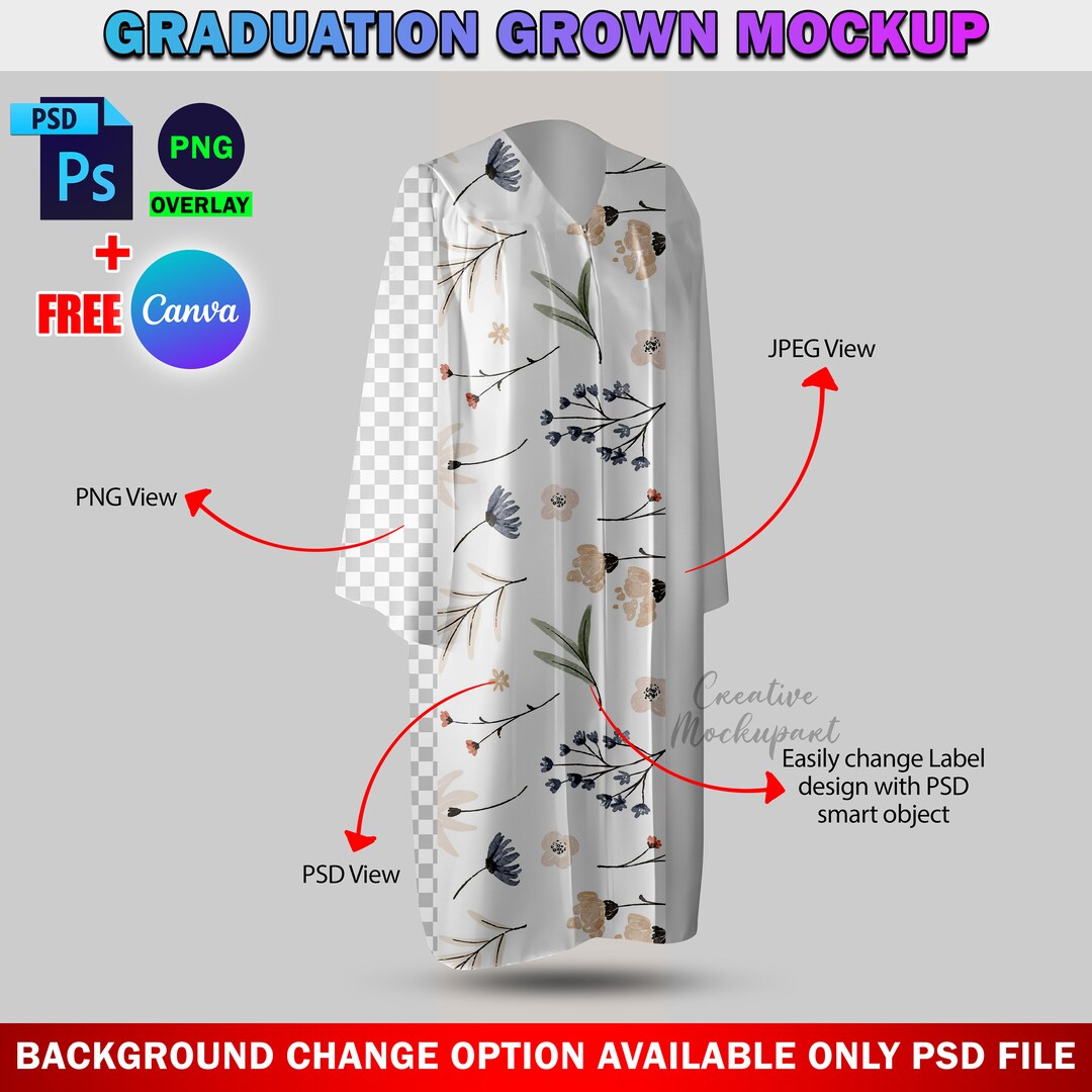 Graduation Grown Mockup, Graduation Cloak Mockup for Sublimation ...