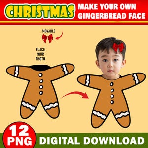 Gingerbread Add Your Own Photo Picture PNG Bundle, Christmas Add Photo ...