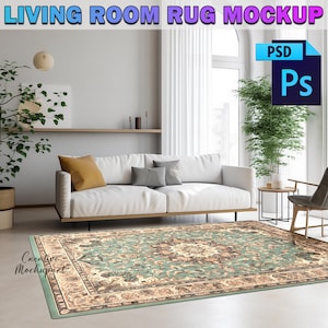 5 Living Room Rug Mockup Bundle | Area Rug Mockup | Room Carpet Mockup ...