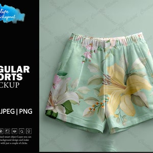 Regular Shorts Mockup | Change Background, Add Your Own Design via ...