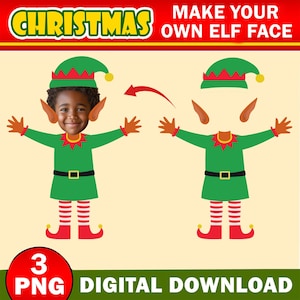 Christmas Add Your Own Photo Face, DIY Elf Yourself PNG Bundle, Elf ...
