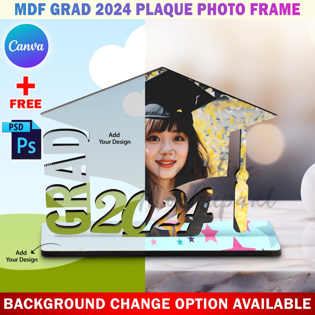 Canva MDF Grad Plaque Photo Frame Mockup for Sublimation, Insert Design ...