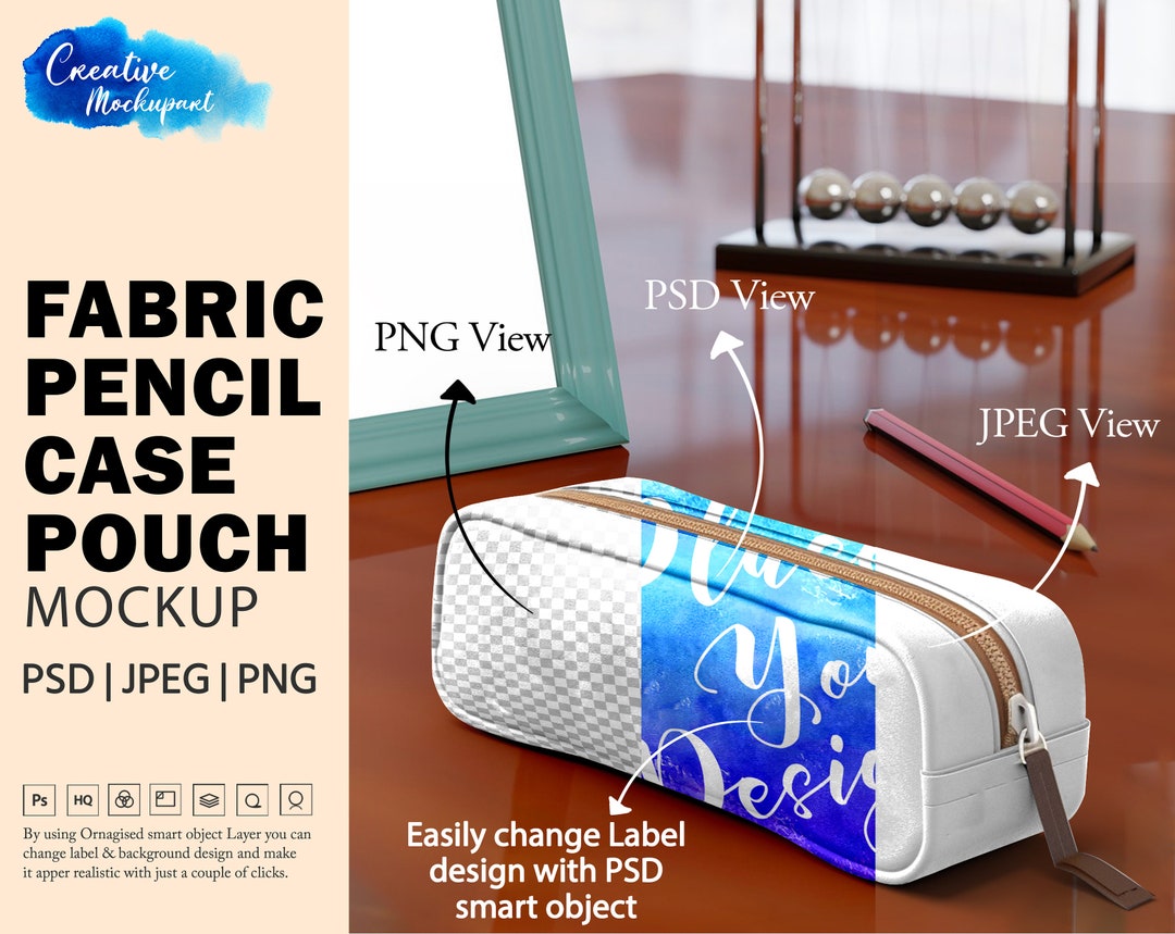Fabric Pencil Case Pouch Mockup for Dye Sublimation | Add Your Own ...
