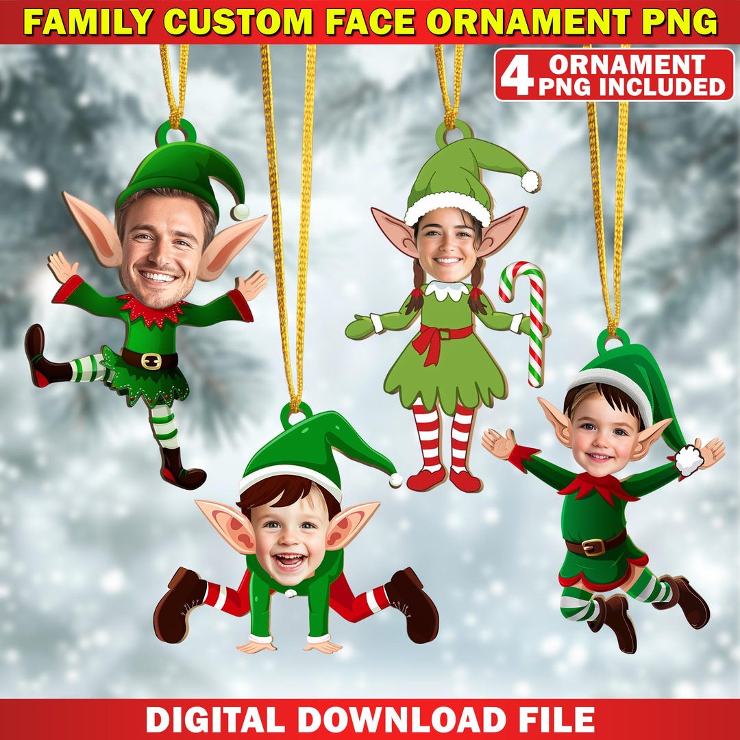 Christmas Add Your Own Personalized Family Funny Elf Photo Ornament ...
