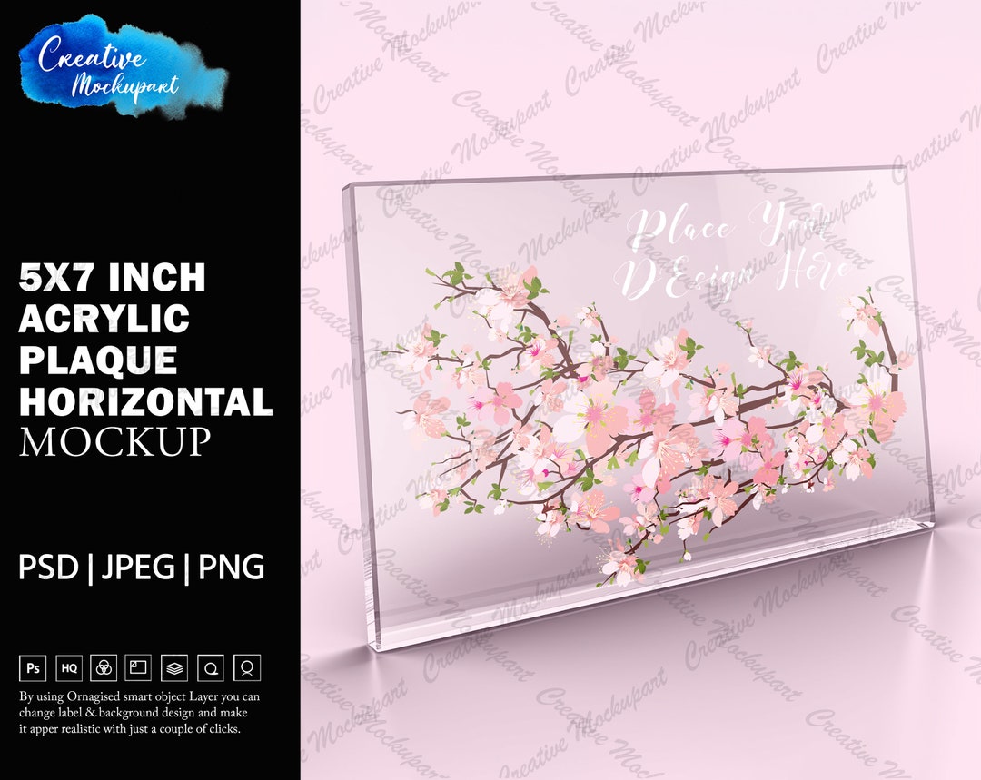 5x7 Inch Acrylic Plaque Horizontal Mockup for Dye Sublimation or Vinyl ...