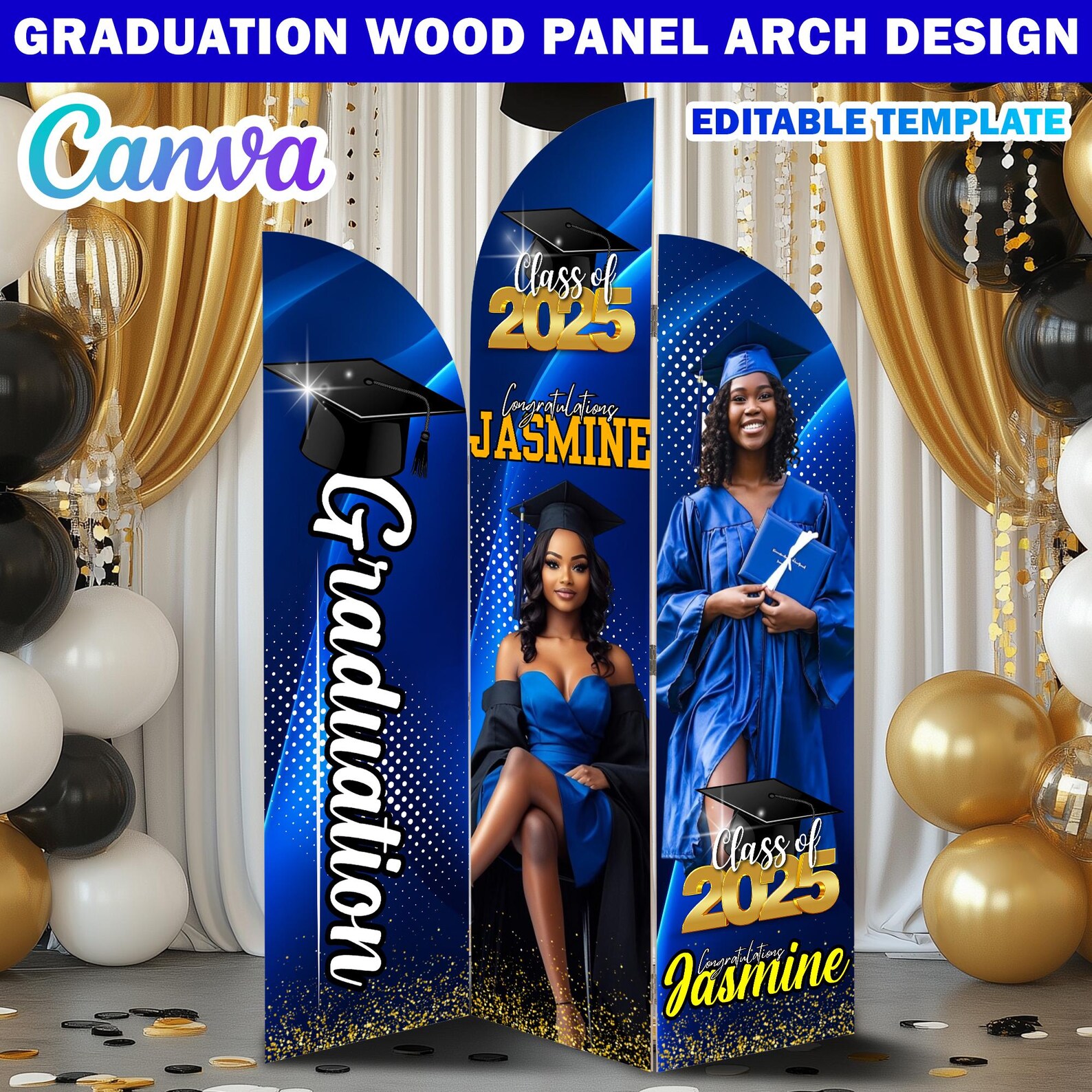 Graduation Wooden Arch Panel Design Canva Backdrop Template, Editable ...