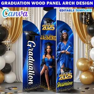Graduation Wooden Arch Panel Design Canva Backdrop Template, Editable ...