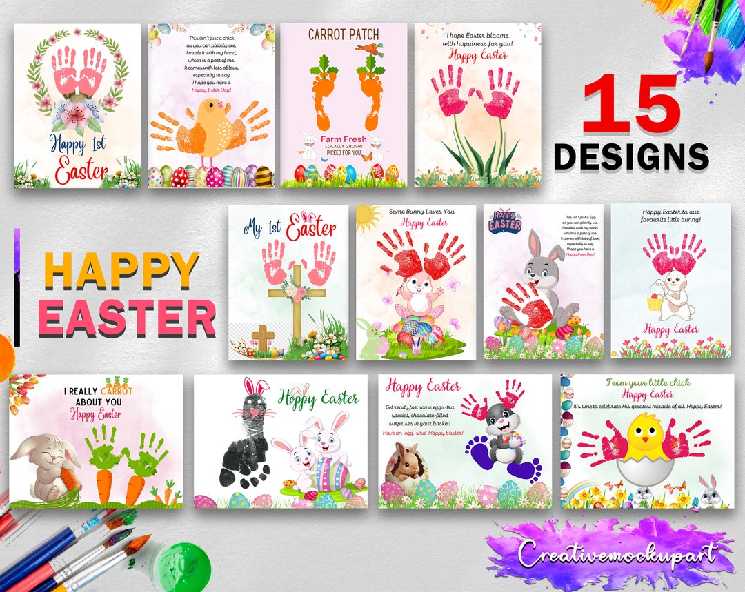 15 Easter DIY Handprint/footprint Art & Craft Memory Keepsake Bundle ...