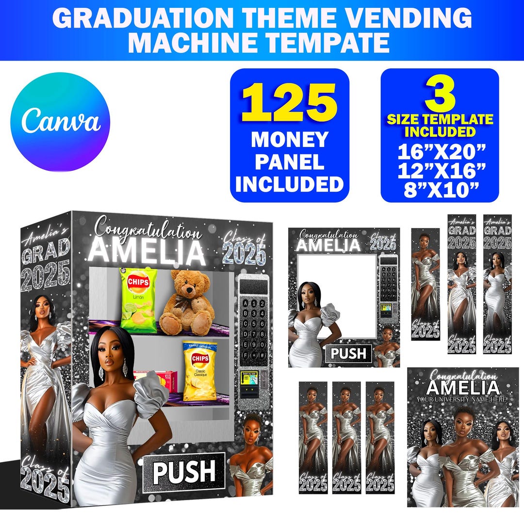 Canva Editable Graduation Vending Machine Template, 2025 Senior DIY ...