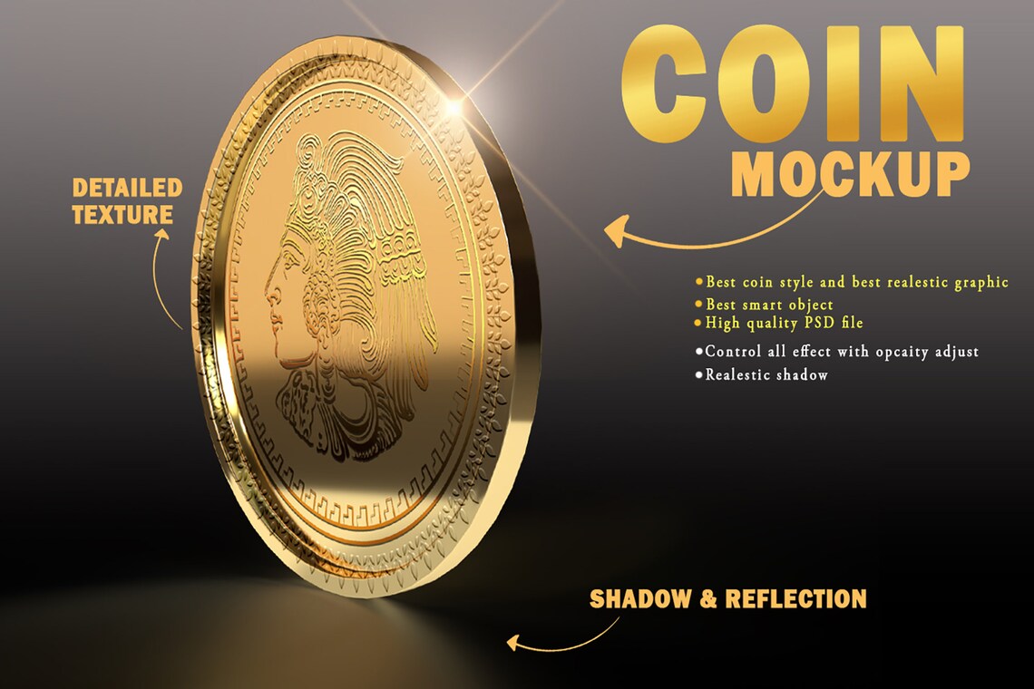Coin Mockup - Gold/silver/bitcoin/litecoin/eethereum Mockup |add Your ...