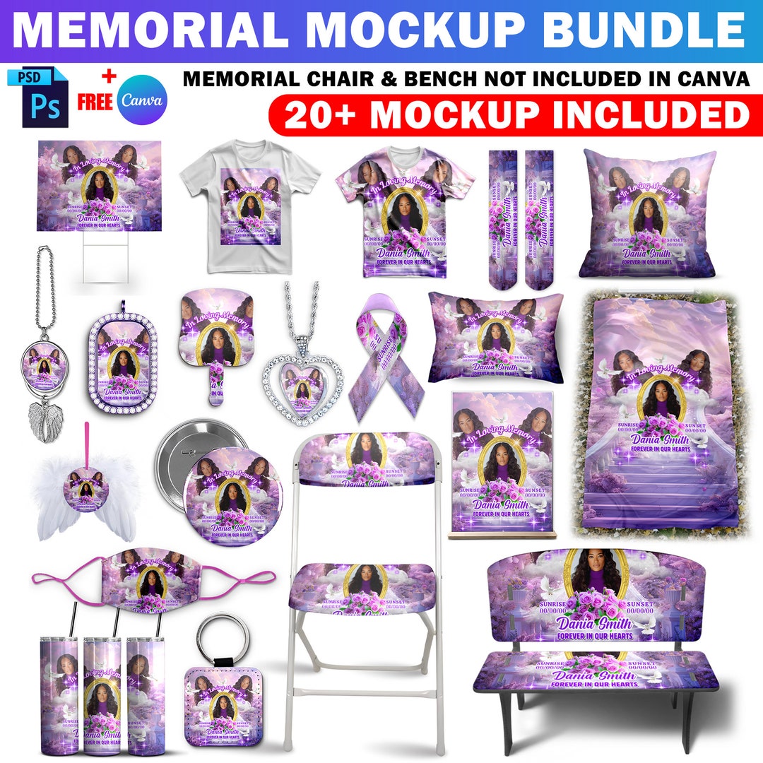 Memorial Mockup Bundle, Memorial T Shirt, Pendant, Pillow, Grave ...