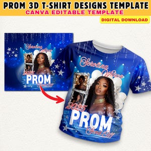 Prom 3D Shirt Design, Blue & Silver T-shirt Design Template, 32x27 Inch ...