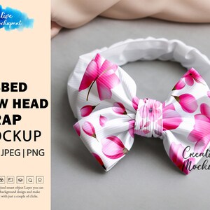Ribbed Bowhead Wrap Mockup | Bow Mockup | Kids Head Wrap Mockup | Hair ...