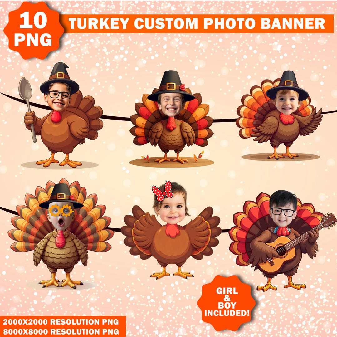 Add Your Own Custom Turkey Photo Face Banner, DIY Turkey Yourself Photo ...