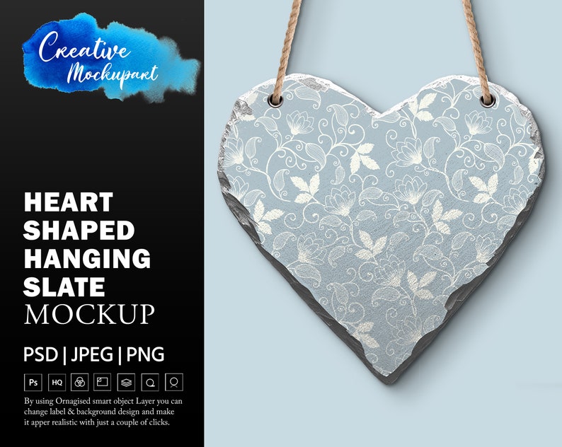 Heart Shaped Hanging Slate Mockup Sublimation Slate Heart - Etsy