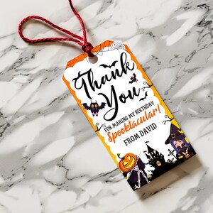 Editable Halloween Favor Tags, Spooktacular Birthday Favor Tag ...