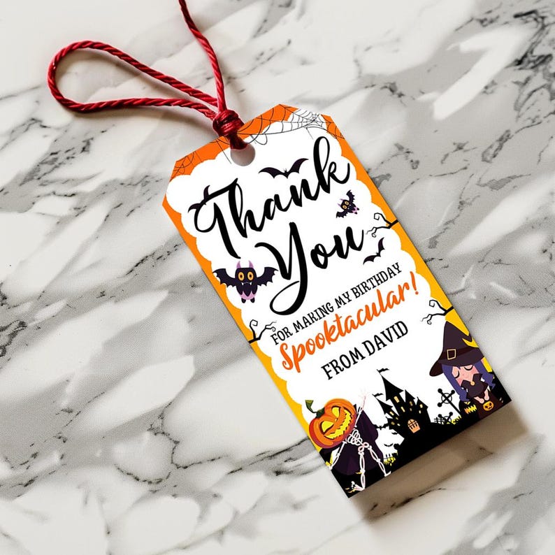 Editable Halloween Favor Tags, Spooktacular Birthday Favor Tag ...