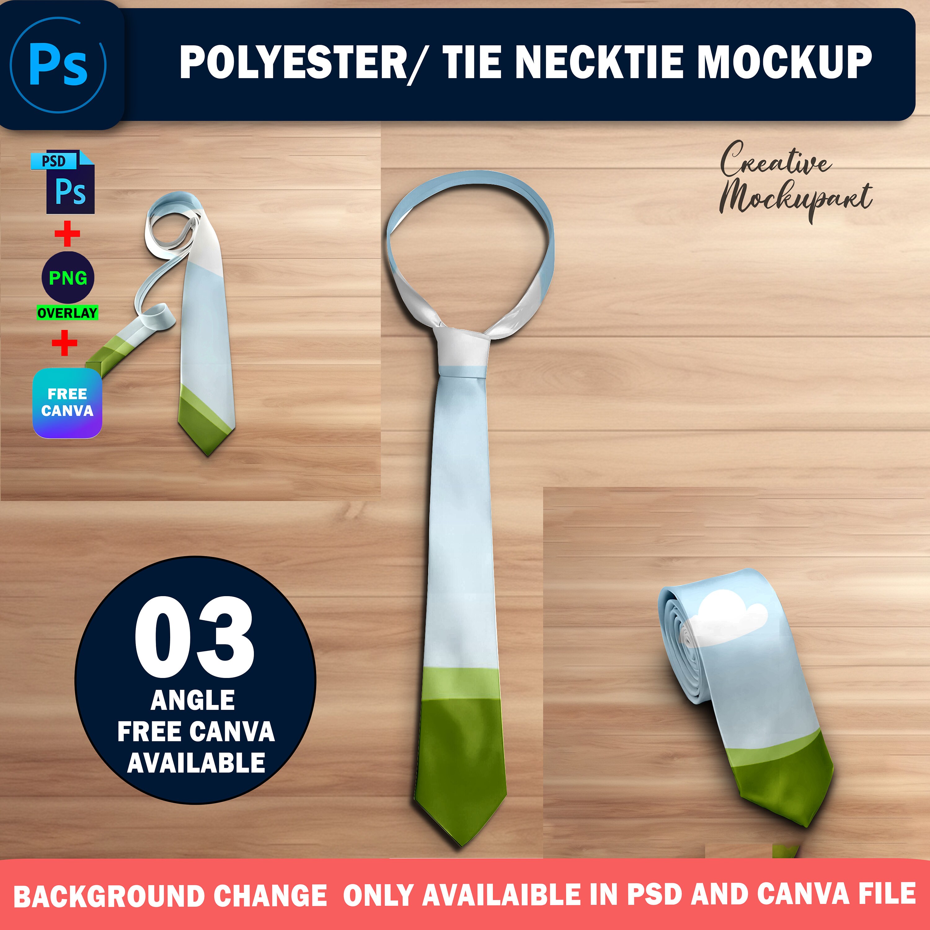 Dye Sublimation Tie Mockup, Glossy Necktie Mockup, Insert Your Own ...