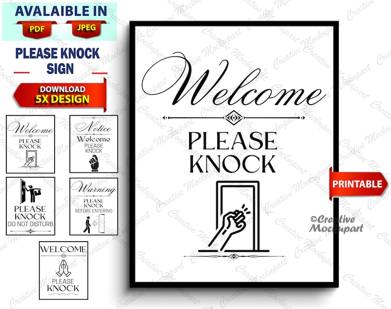 Please Knock Before Entering Sign Printable Pack, Welcome Please Wait ...