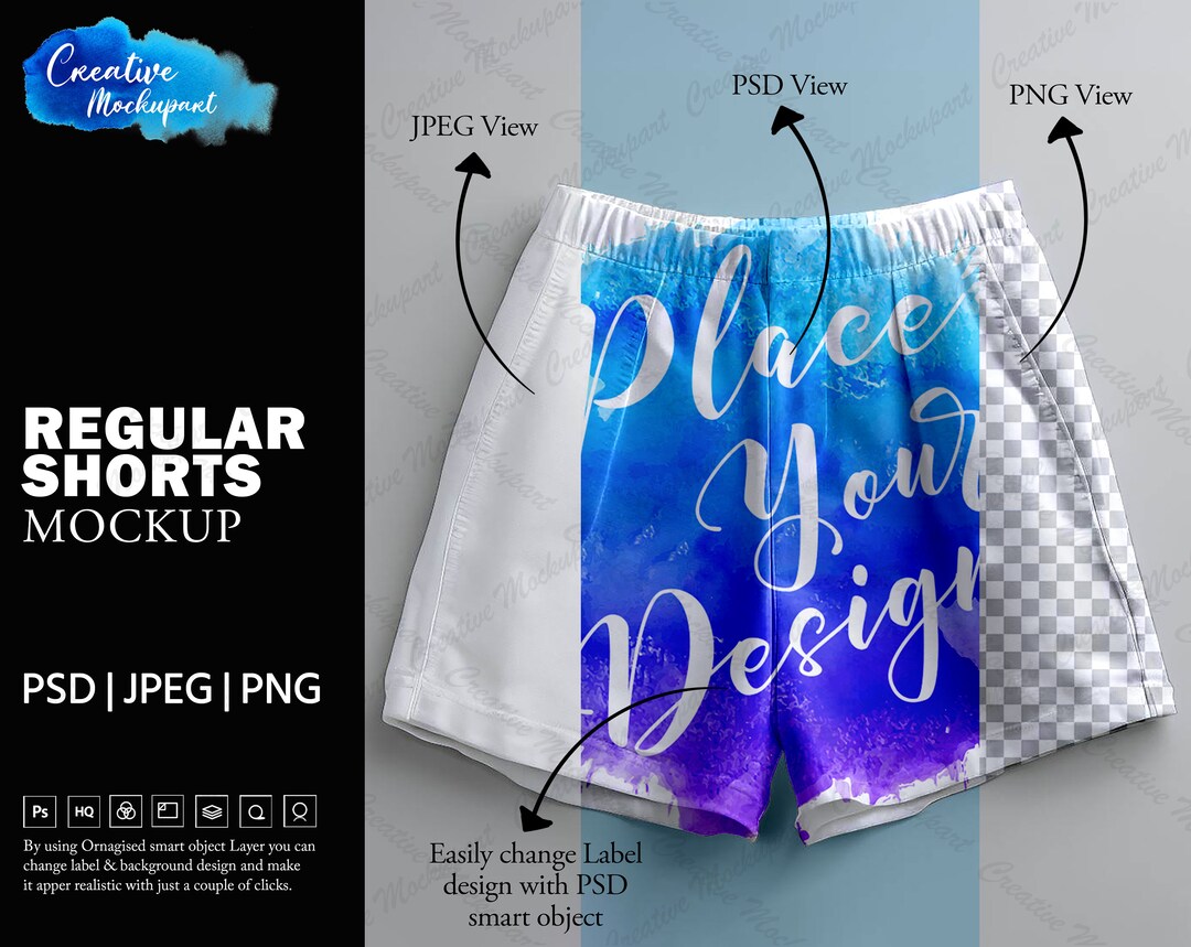 Regular Shorts Mockup | Change Background, Add Your Own Design via ...