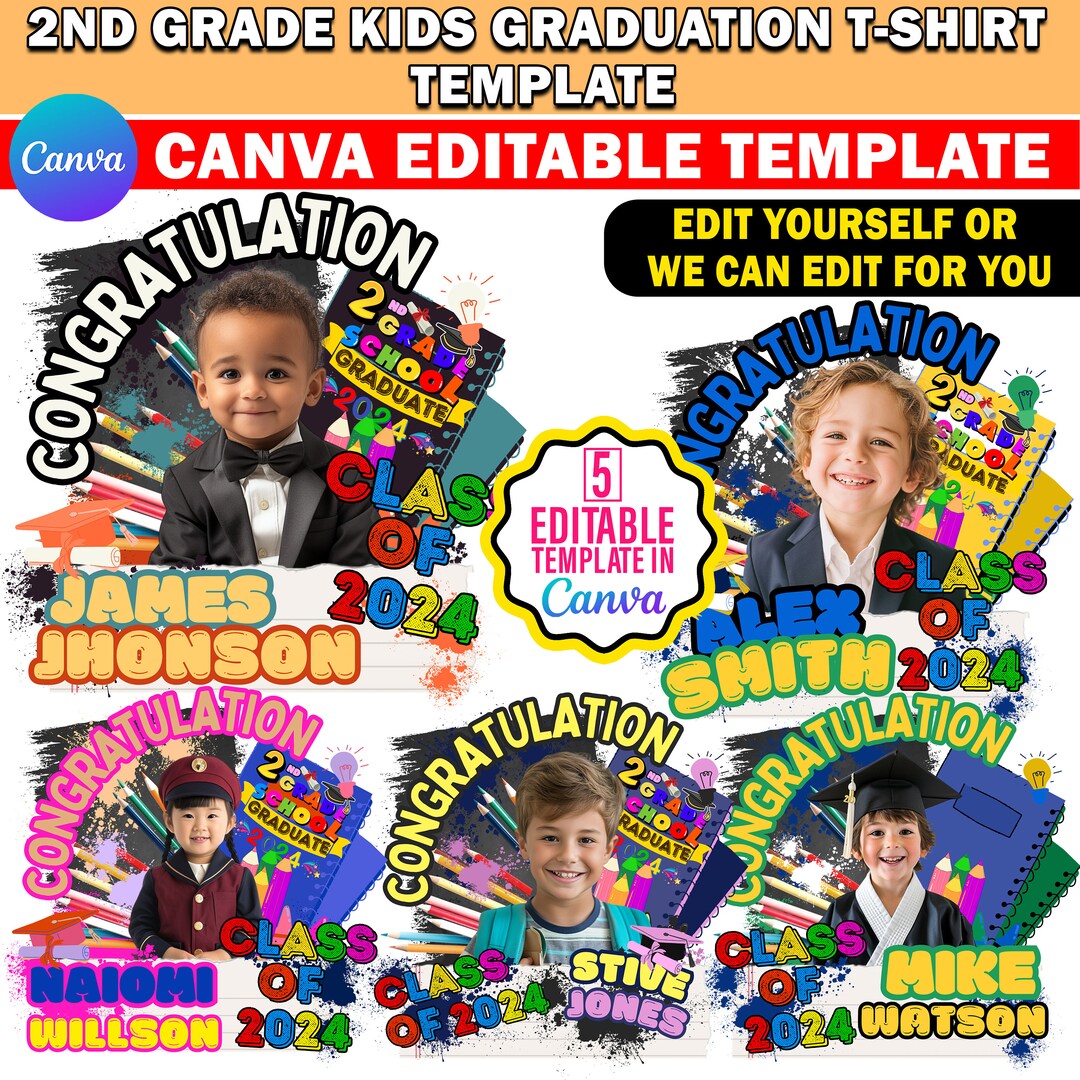 2nd Grade Graduation Template, Grad Flyer, T-shirt Design, Grad Fan ...