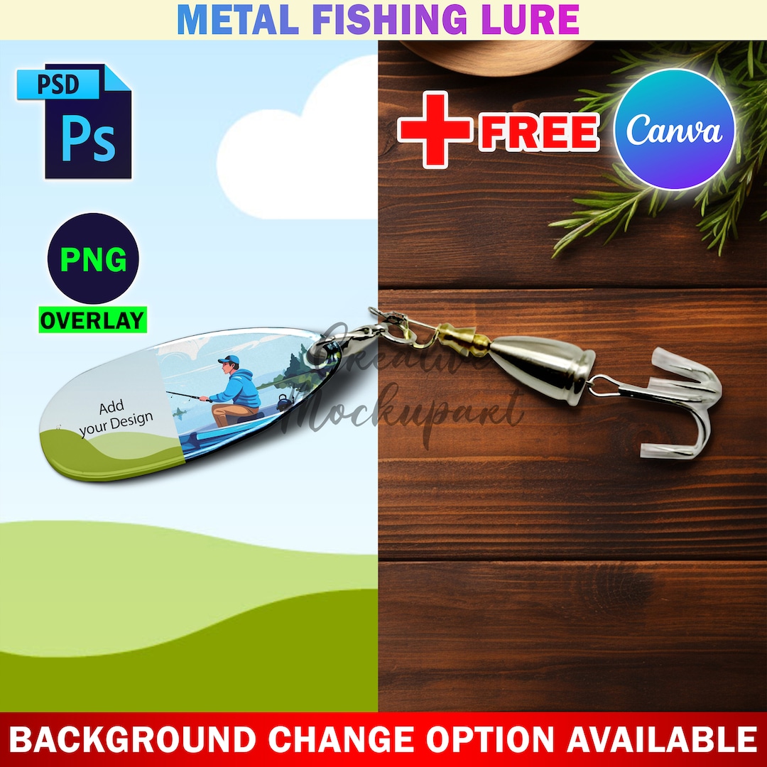 Canva Fishing Lure Mockup for Sublimation, White Fishing Lure Template ...