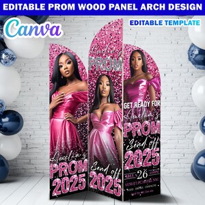 Prom Wooden Arch Panel Design Canva Backdrop Template, Editable Purple ...