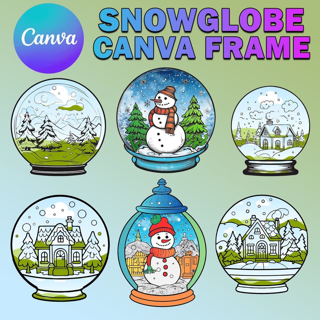 DIY Canva Christmas Snow Globe Design Frame Bundle Editable Canva Frame ...