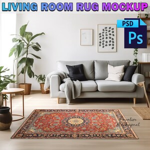 5 Living Room Rug Mockup Bundle | Area Rug Mockup | Room Carpet Mockup ...