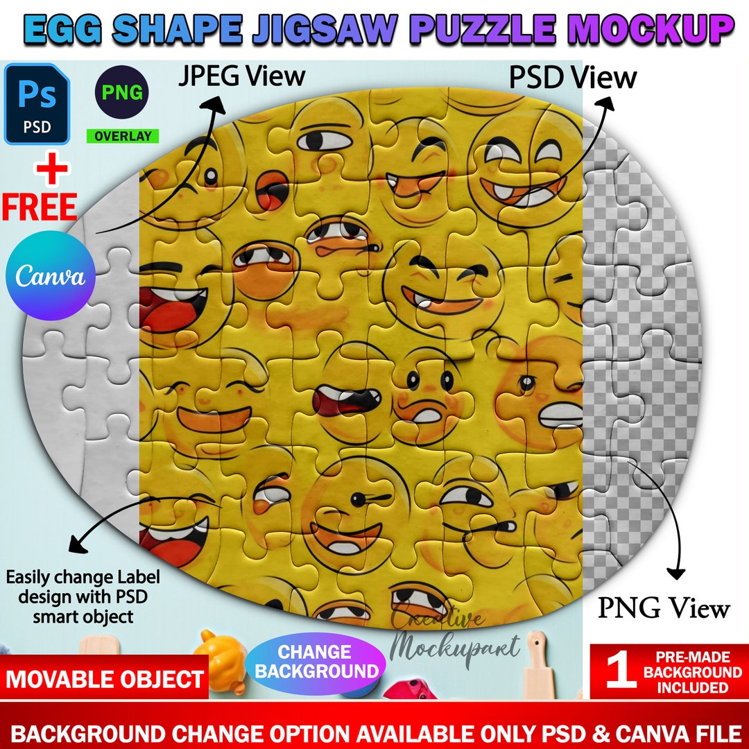 Dye Sublimation Egg Shape Puzzle Mockup, Jigsaw Puzzle Template, Insert ...