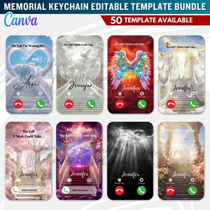 50X Memorial Keychain Canva Editable Template Bundle, Phone Call From ...