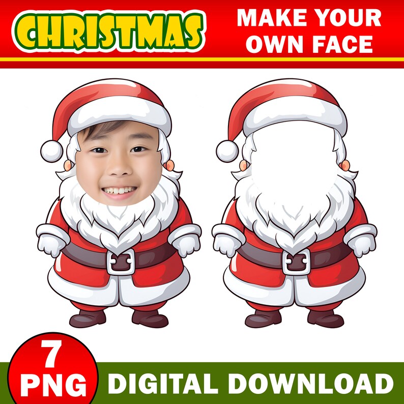 7 Christmas Add Your Own Photo Picture PNG Bundle, Santa Elf Reindeer ...