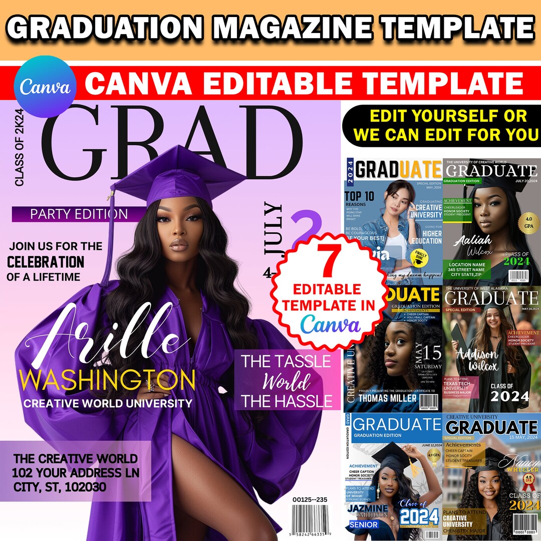 Graduation Magazine Design Template Bundle, Senior Class of 2024 ...