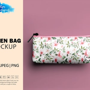 Linen Pencil Case Mockup | Dye Sublimation Canvas Pencil Bag Mockup ...