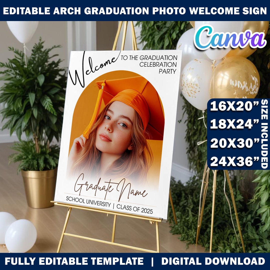 Graduation Arch Photo Welcome Sign Template, Editable Canva Grad Decor ...